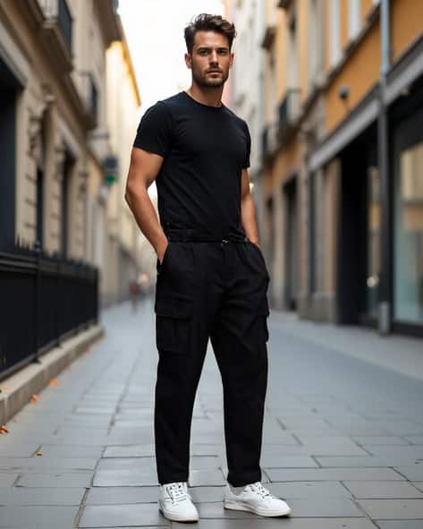 Buy Black Trousers & Pants for Men by Shein Online | Ajio.com