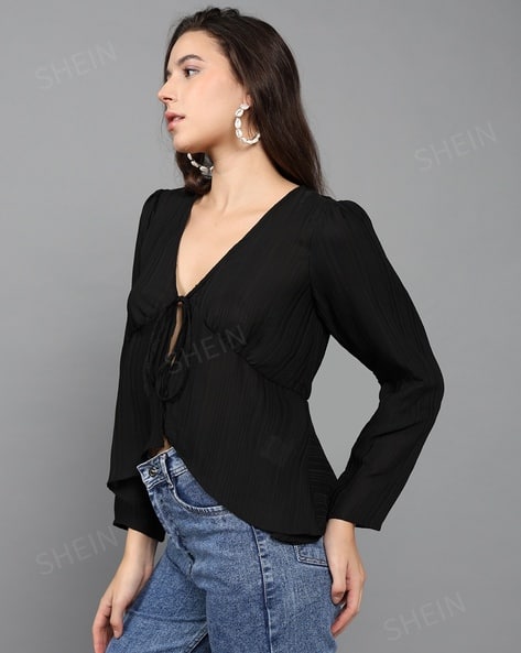 Buy Black Tops for Women by Shein Online | sheinindia.in