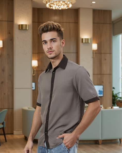 Buy Grey Shirts for Men by Shein Online | sheinindia.in