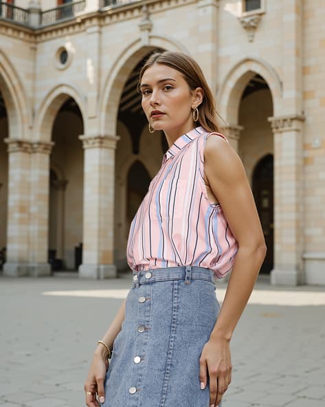 Buy Peach Tops for Women by Shein Online | sheinindia.in