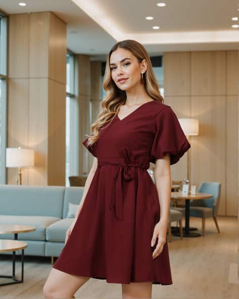 Buy Maroon Dresses for Women by Shein Online | Ajio.com
