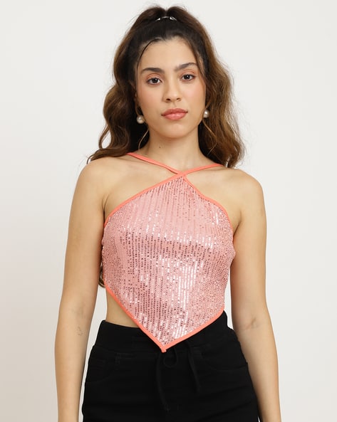 Buy Peach Tops for Women by Shein Online | Ajio.com