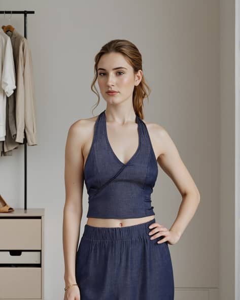 Buy Dark Blue Tops for Women by Shein Online | sheinindia.in