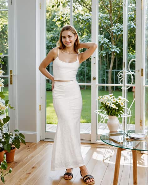 Buy Off White Co-ord Sets for Women by Shein Online | sheinindia.in
