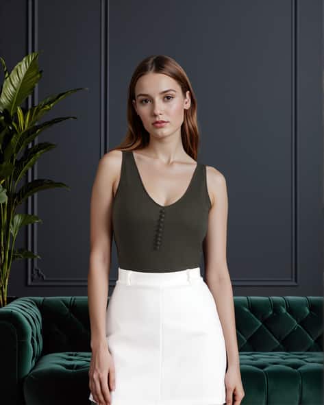 Buy Olive Tops for Women by Shein Online | sheinindia.in