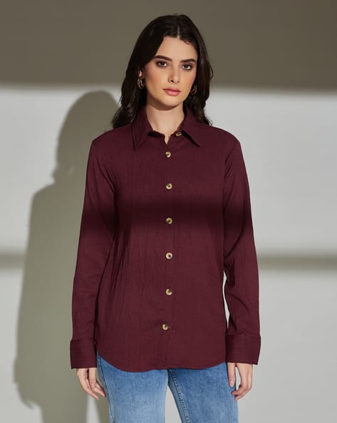 Buy Maroon Shirts for Women by Shein Online | sheinindia.in