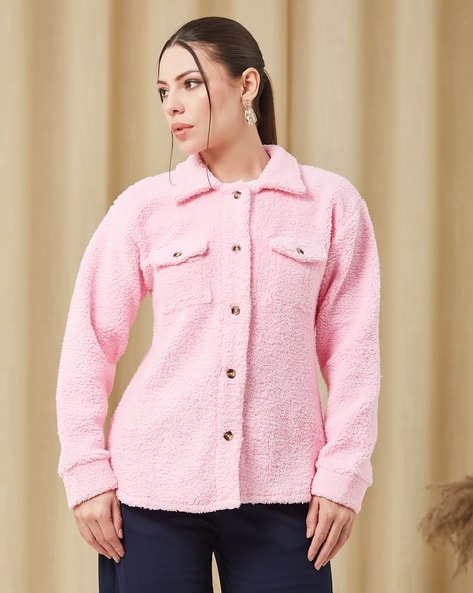 Buy Light Pink Jackets & Coats for Women by Shein Online | sheinindia.in